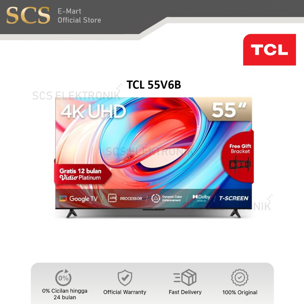 Jual TCL 55V6B UHD GOOGLE TV 4K DOLBY AUDIO HDR10 BEZEL-LESS | Shopee ...