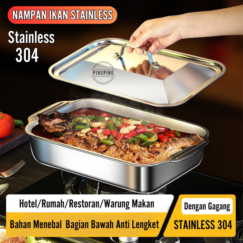 Jual Panci stainless steel 304 silver Ukuran 37cm/41cm/45 Panggangan ...