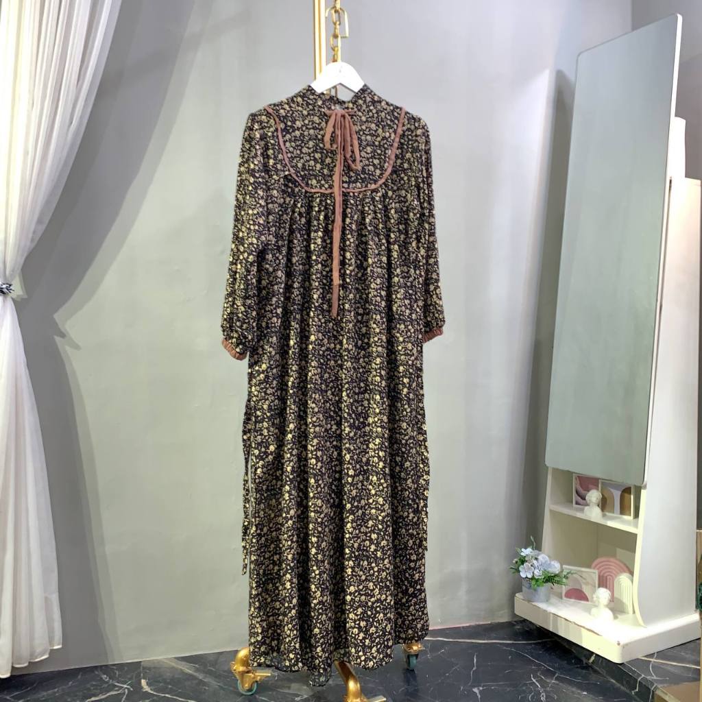 Jual Faradina Exclusive Listya Dress Gamis Motif Premium Aksen List Busui Friendly Samping ...