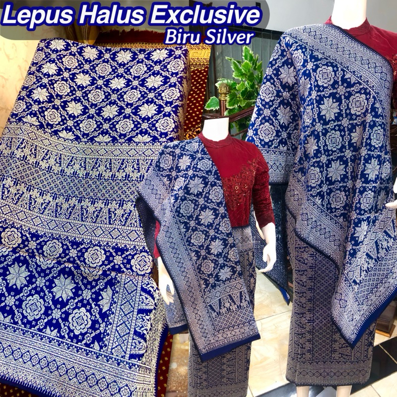 Jual Songket Lepus Halus Exclusive Gebeng Biru Silver /songket tenun asli palembang /ilham ...