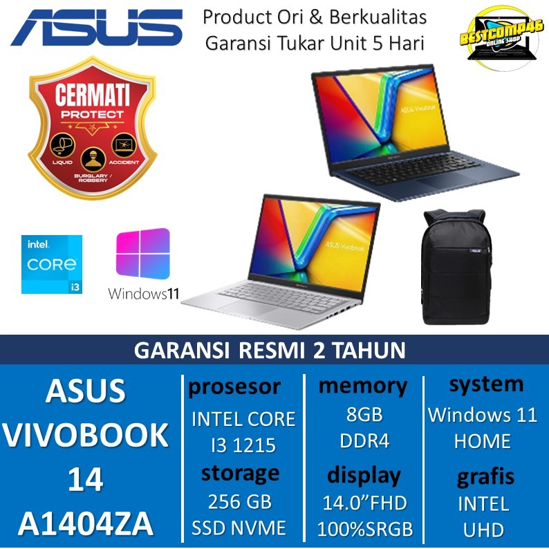 Jual Asus Vivobook 14 A1404za Intel i3 1215 8gb 256ssd 14.0fhd ips 100 ...