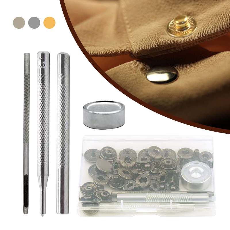 Jual 12set Iron Snap Button Kancing Cetet kepala datar Metal Alat Pasang Kancing Snap Besi Snap ...
