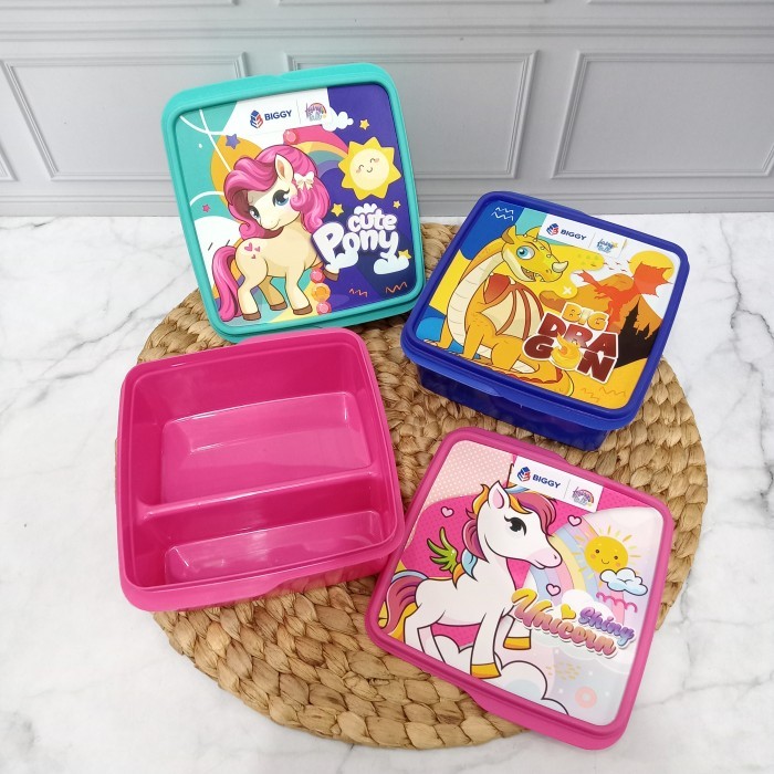 Jual 1LUSIN Tempat Makan Sekat BIGGY/ Lunch Box Bekal Anak Souvenir Ulang Tahun Murah Tebal ...
