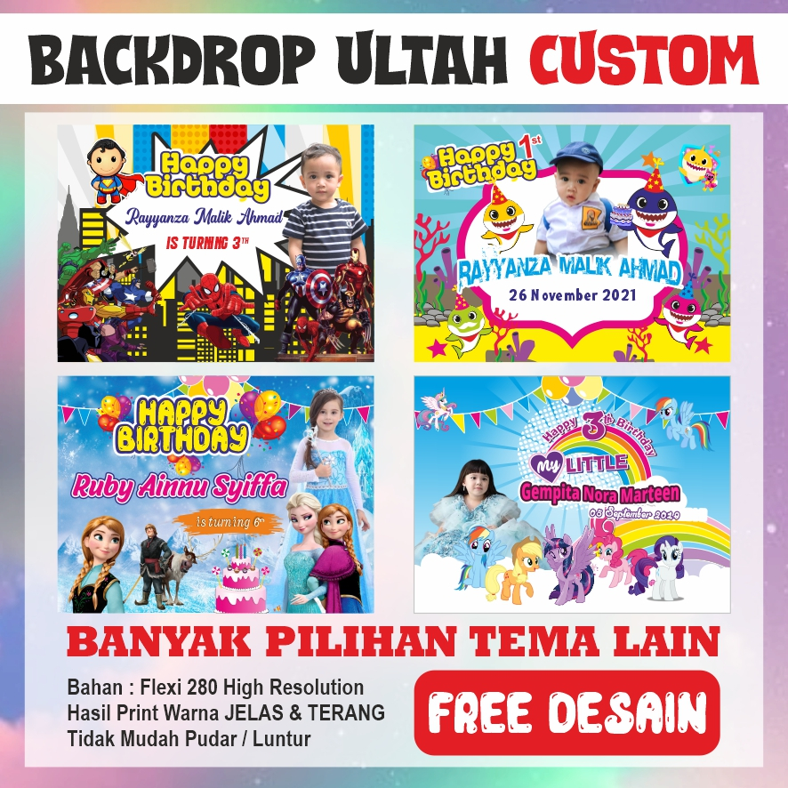 Jual Banner Ulang Tahun / Backdrop Ultah / Spanduk Ulang Tahun Custom ...