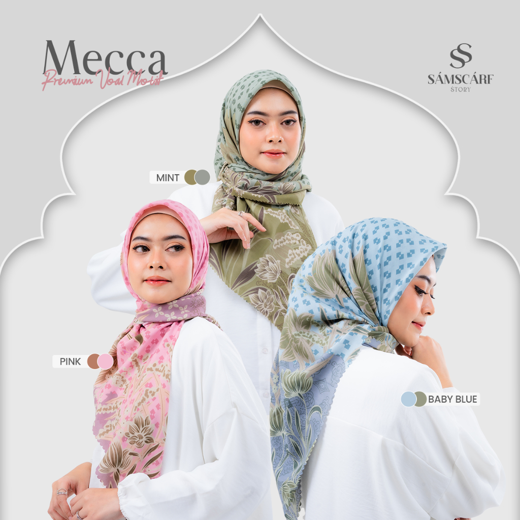 Jual Hijab Motif [MECCA] - Voal Segi Empat Lasercut Printing 120 ...