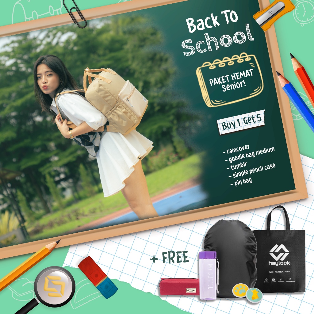 Jual HEYLOOK Official - (Paket Hemat Senior) Tas Ransel Wanita YOONA Tas Backpack Punggung Cewek ...