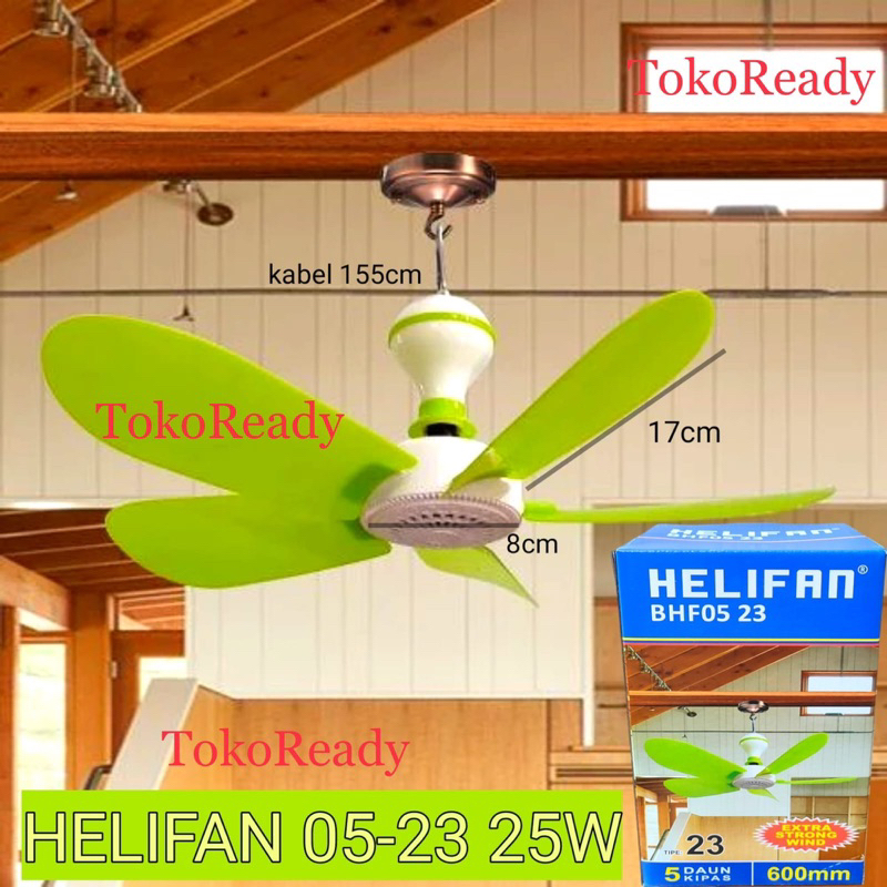 Jual kipas Helifan arashi 25watt kipas gantung 25 watt 5 baling hijau ...