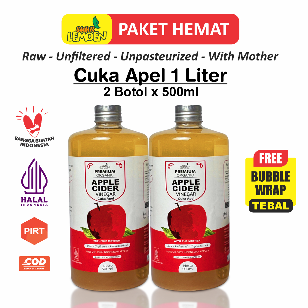 Jual Suur Lemoen Cuka Apel Apple Cider Vinegar 1 Liter Premium Cuka Apel Organik With The