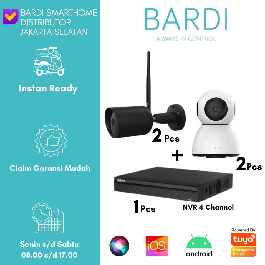 Jual Paket Bundling Security Pack 4 Bardi IP Camera + NVR 4 Channel. | Shopee Indonesia