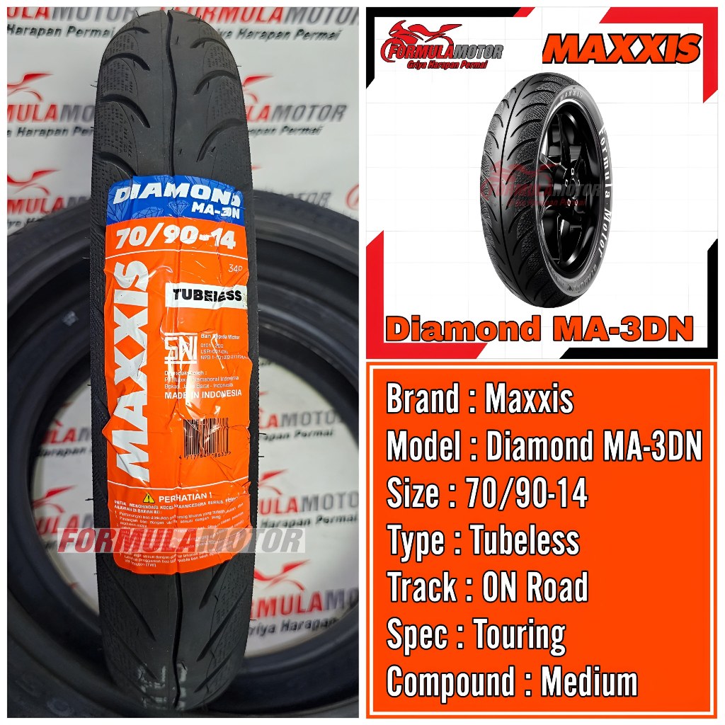 Jual 70/90-14 Maxxis Diamond MA-3DN Ring 14 Tubeless (Touring) Ban ...