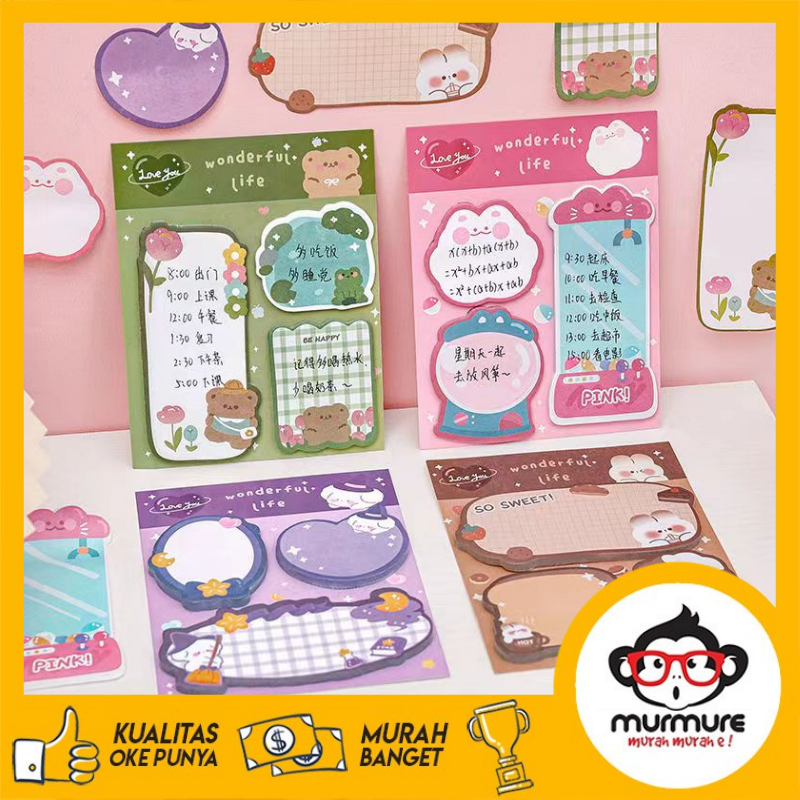 Jual MURMURE I STICKY NOTE KARTUN / 60 LEMBAR MEMOPAD WARNA 3 IN 1 ...