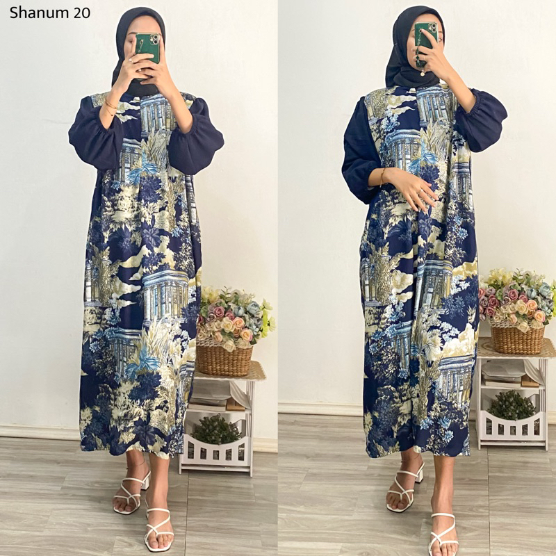 Jual SHANUM DRESS / Gamis Rayon Kombinasi / Gamis Rayon Motif Busui ...