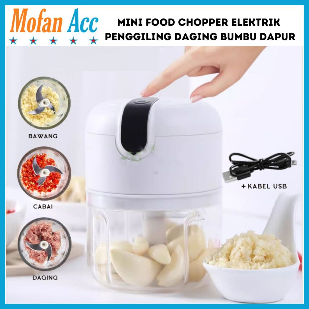Jual Food Chopper Mini Elektrik / Blender Portable Rechargeable USB ...