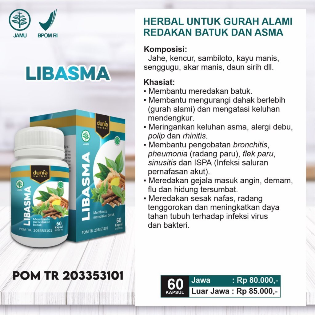 Jual LIBASMA Herbal Batuk, Asma, Bronchitis, Pheumonia (radang paru ...