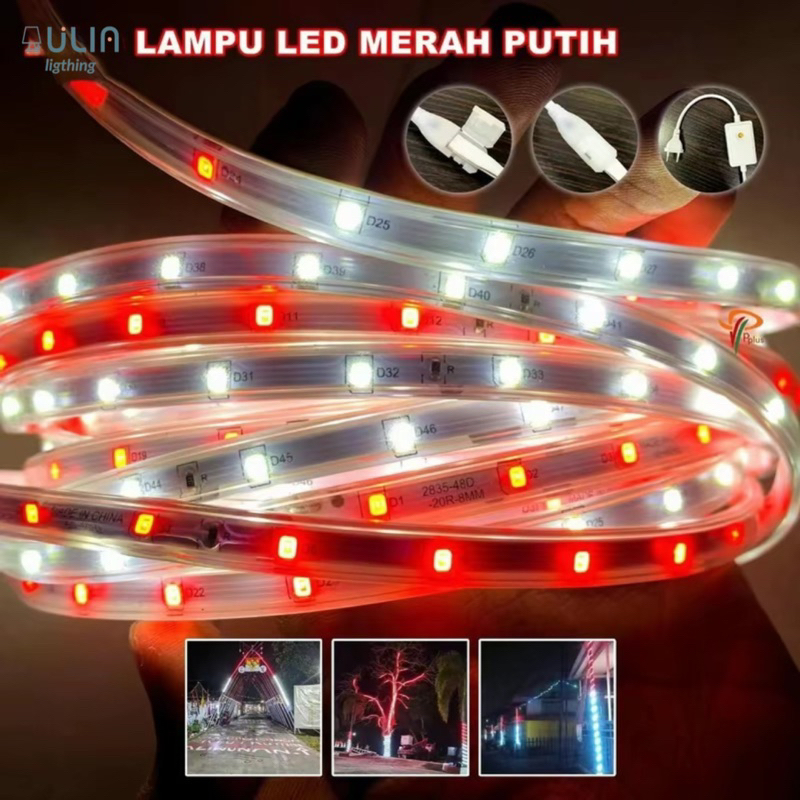 Jual LAMPU STRIP RGB MERAH PUTIH 220V METERAN 1M - 100M SELANG WARNA ...