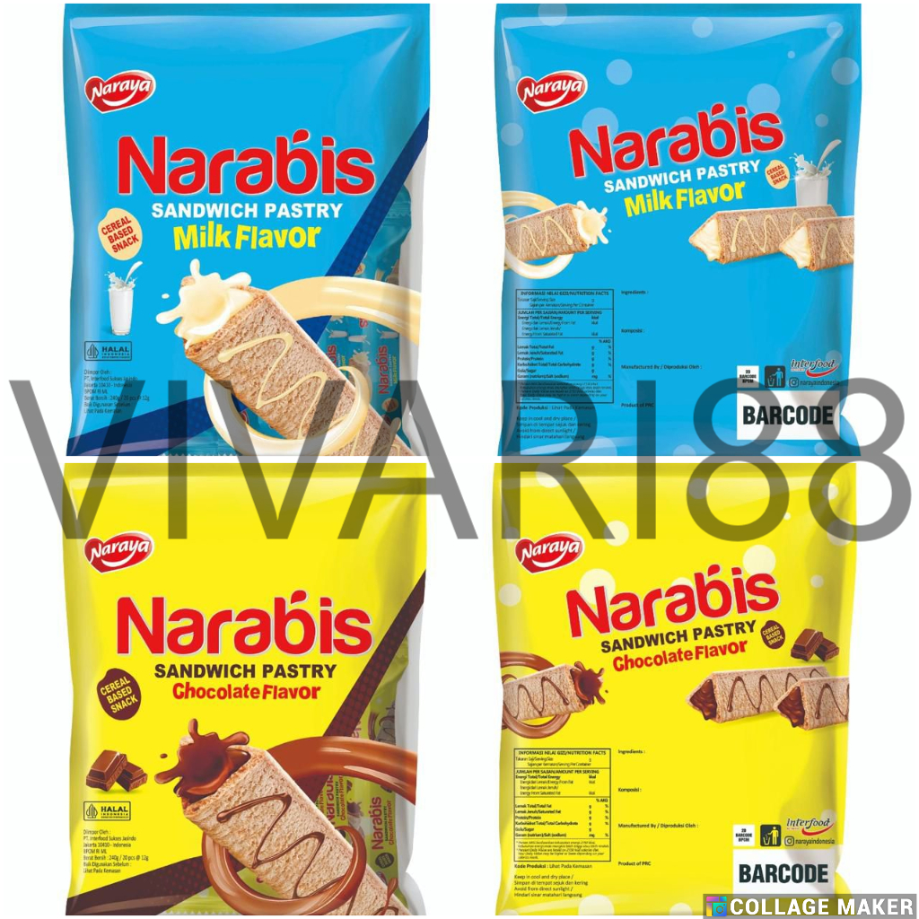 Jual Naraya Narabis Sandwich Pastry 240g Milk / Chocolate 240g | Shopee ...