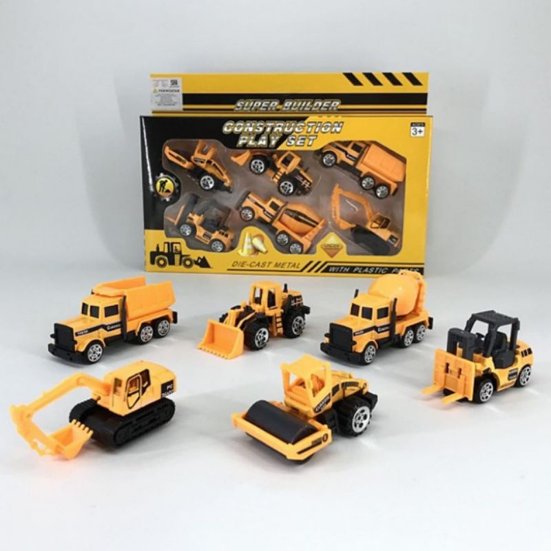 Jual Diecast Set Miniatur Truk Excavator Beko Forklift Buldozer Molen ...