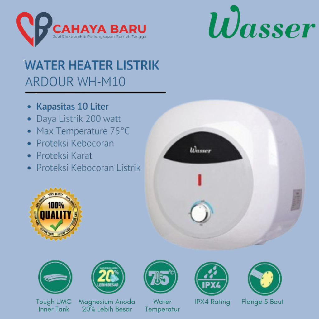 Jual Water Heater Pemanas Air Listrik 10 Liter Wasser Ardour 10 WH-M10 ...