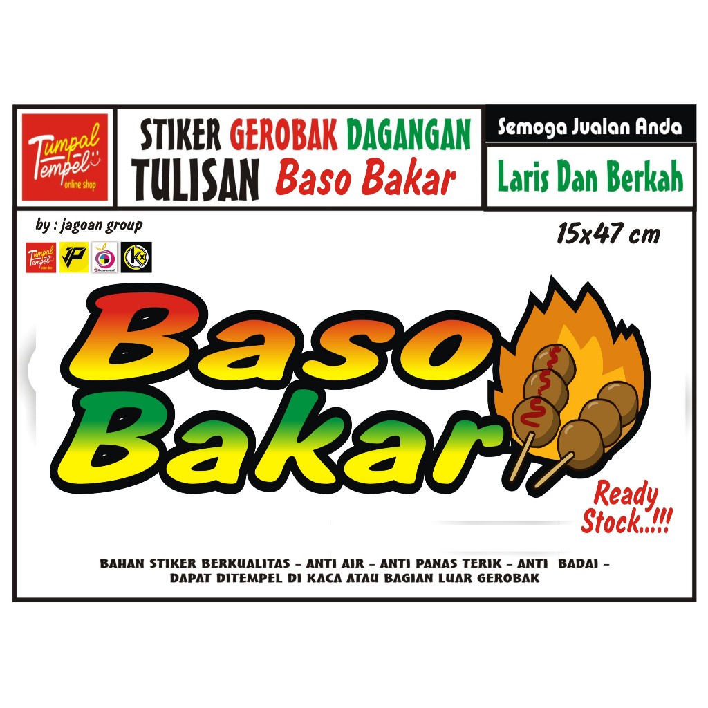 Jual stiker kaca gerobak tulisan baso bakar | Shopee Indonesia
