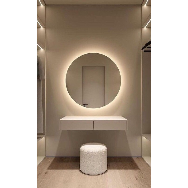 Jual Meja Rias minimalis Kaca Bundar LED Modern Melayang/ Meja Rias ...