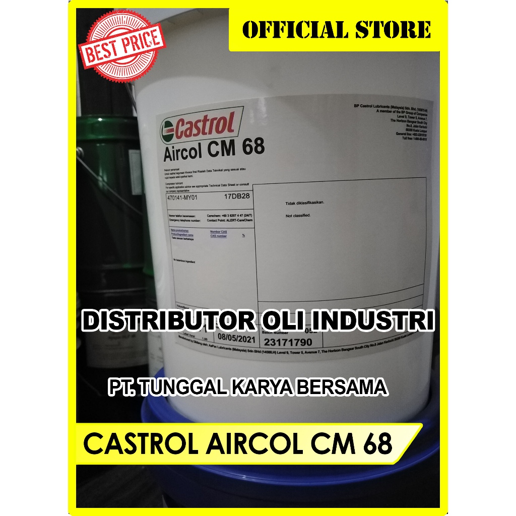 Jual CASTROL AIRCOL CM 68 ( Premium Oil Screw Compressor - 20 Liter ) | Shopee Indonesia