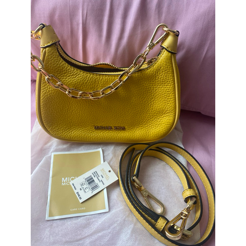 Jual Authentic - MK Cora Mini Zip Pouchette- kuning(DAFFODIL) | Shopee ...
