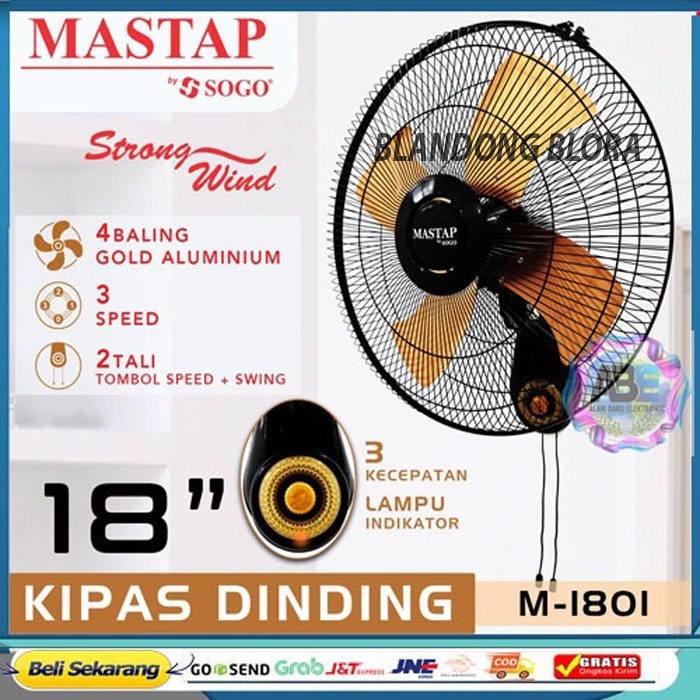 Jual Kipas Angin Dinding Wall Fan MASTAP 18 Inch Tornado Besi WF-1801 4 ...