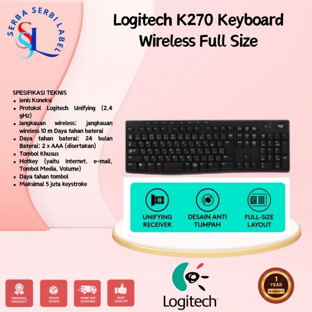 Jual Logitech K270 Keyboard Wireless Full Size Original | Shopee Indonesia