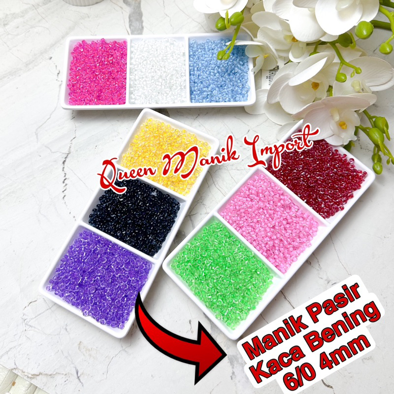 Jual Manik Payet Pasir Kaca Bening Series 4mm - 6/0 ( 15gr ) | Shopee ...