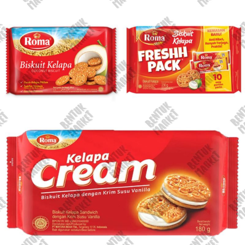 Jual ROMA Biskuit Kelapa 300gr / ROMA Biskuit Cream Kelapa 180gr / ROMA ...