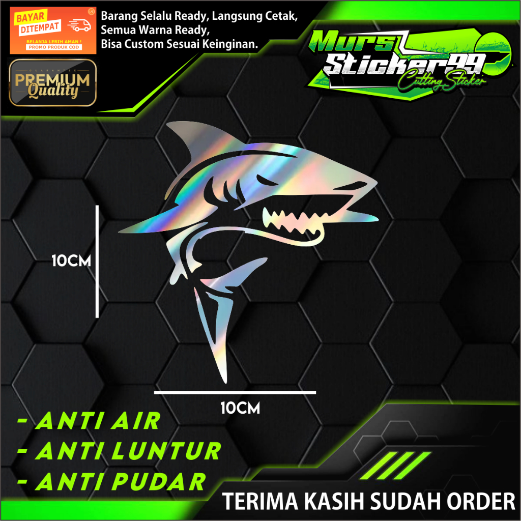 Jual Sticker Cutting BINATANG IKAN HIU Cocok Buat Motor Dan Mobil ...