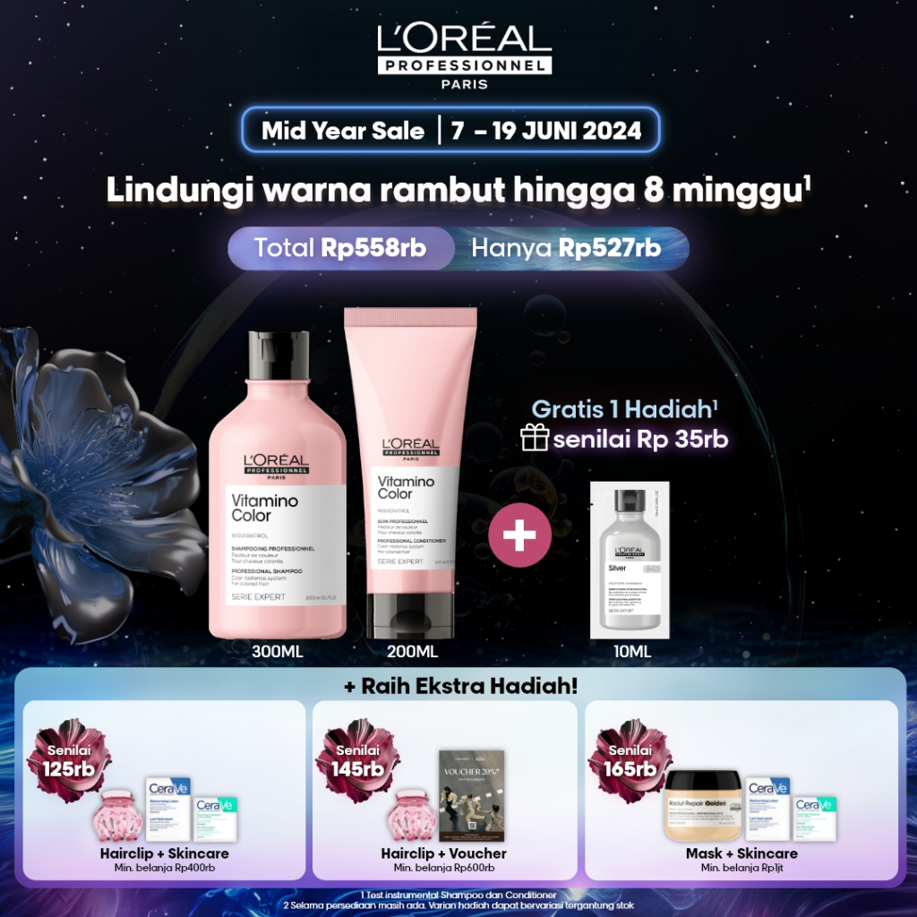 Jual Vitamino Color Shampoo + Conditioner Rambut Berwarna by L'Oreal ...
