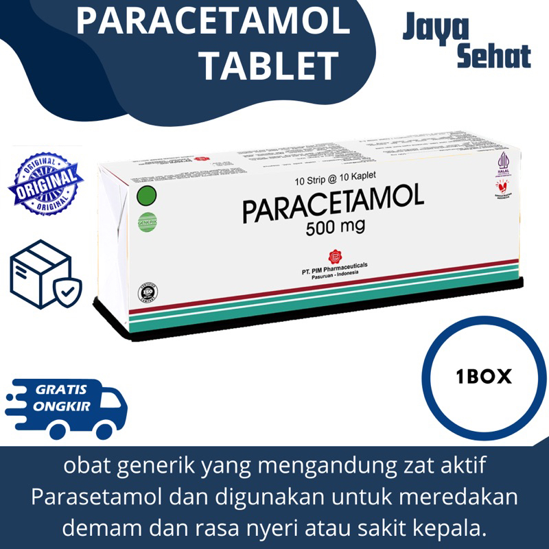 Jual PARACETAMOL 500 mg,1 BOX ISI 100 TABLET | Shopee Indonesia