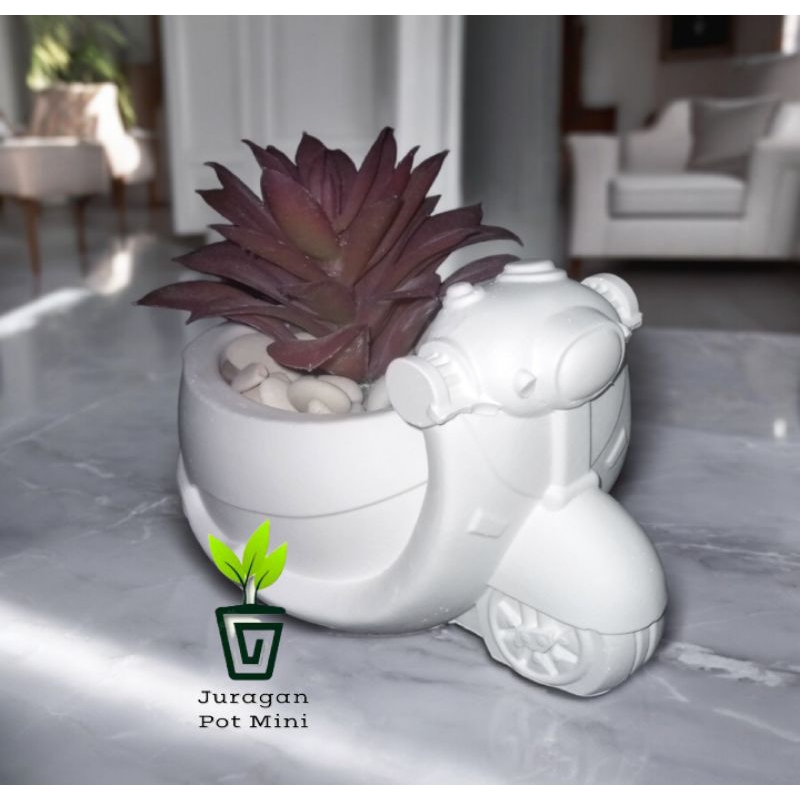 Jual vas bunga/vase lucu/pot unik/pot motor/pot kaktus/asbak unik ...
