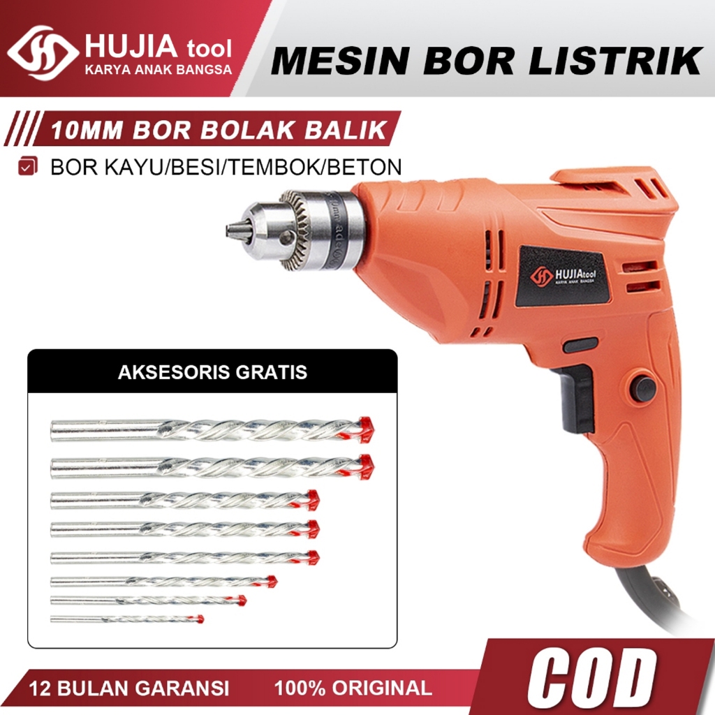 Jual HUJIA 380W Mesin Bor Listrik 10mm Bolak Balik Promo Electric Drill ...
