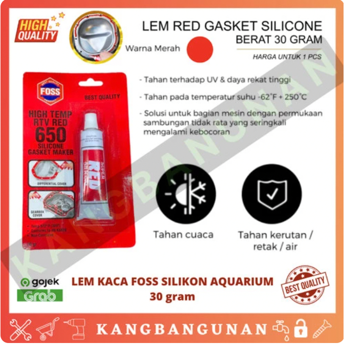 Jual Lem Silicone Sealant Kecil Foss Merah Tahan Suhu Tinggi untuk ...