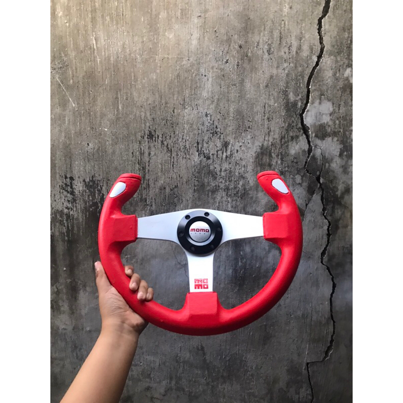 Jual setir mobil racing patah pesawat ukuran 14 inci warna merah ...