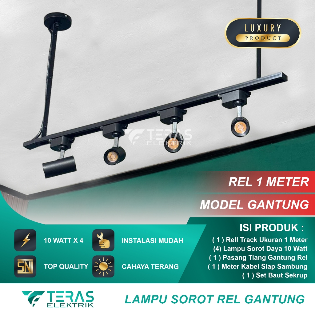 Jual Paket Lampu sorot rel 1 set isi 4 spotlight track light rell 10 ...