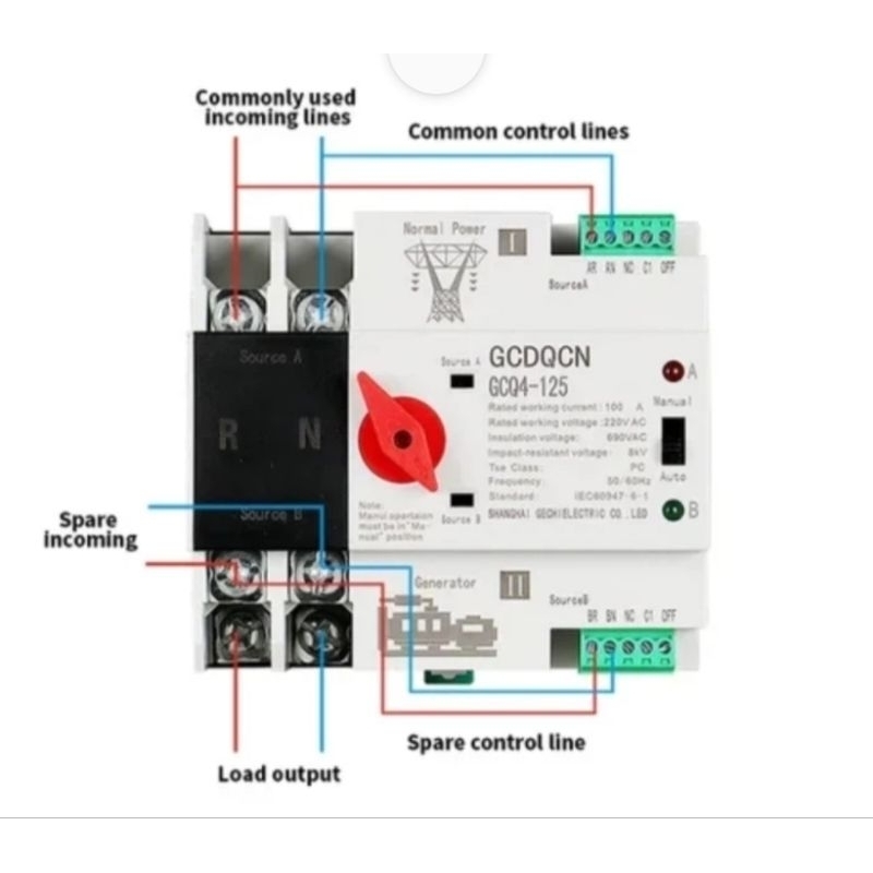 Jual Automatic Transfer Switch ATS AC 2P 220V 100A DIN RAIL | Shopee ...