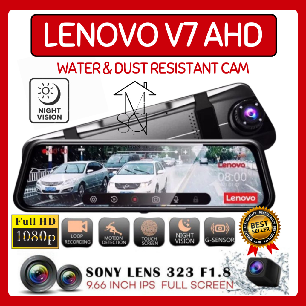 Jual Lenovo V7 AHD Car Camera Dashcam Original DVR Dual Full-HD Full ...