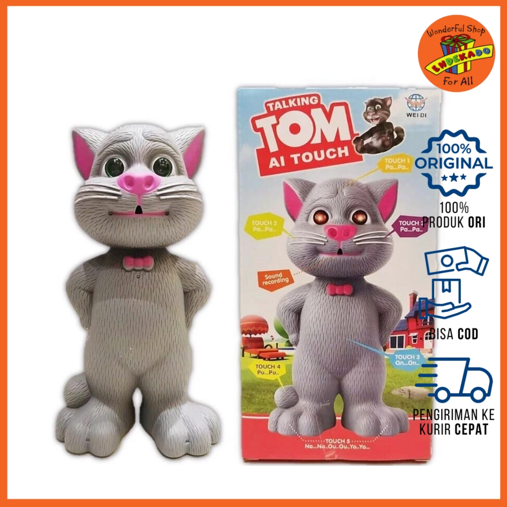 Jual Mainan Anak Edukasi Talking Tomcat Tom Cat Boneka Kucing Bisa Bicara | Shopee Indonesia
