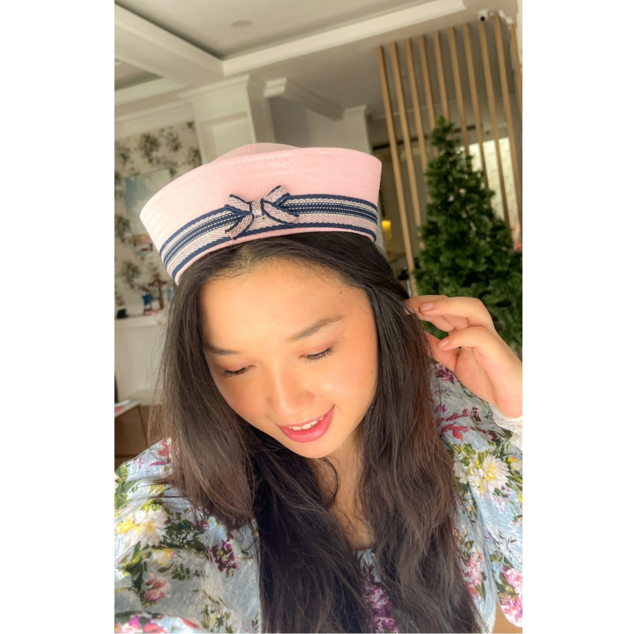 Jual Topi Fashion Pelaut Korea / Topi COsplay Sailor Pink Putih Hitam ...