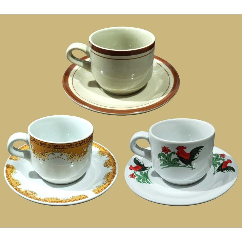 Jual CANGKIR SET ECP BAHAN KERAMIK / CANGKIR + TATAKAN BERBAGAI MOTIF ...