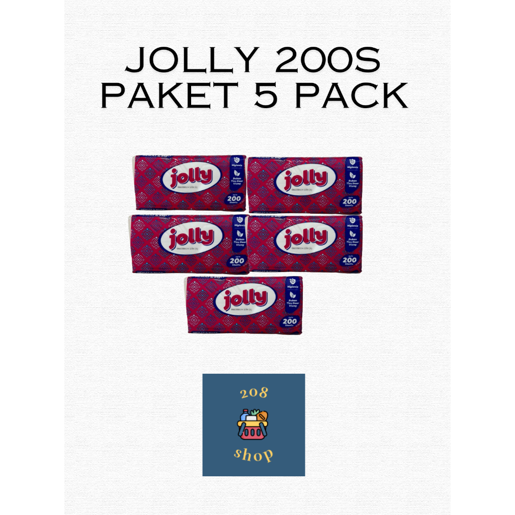 Jual PAKET 5 PACK JOLLY Facial Tissue 200 Sheet 2 ply Tisu Muka ...