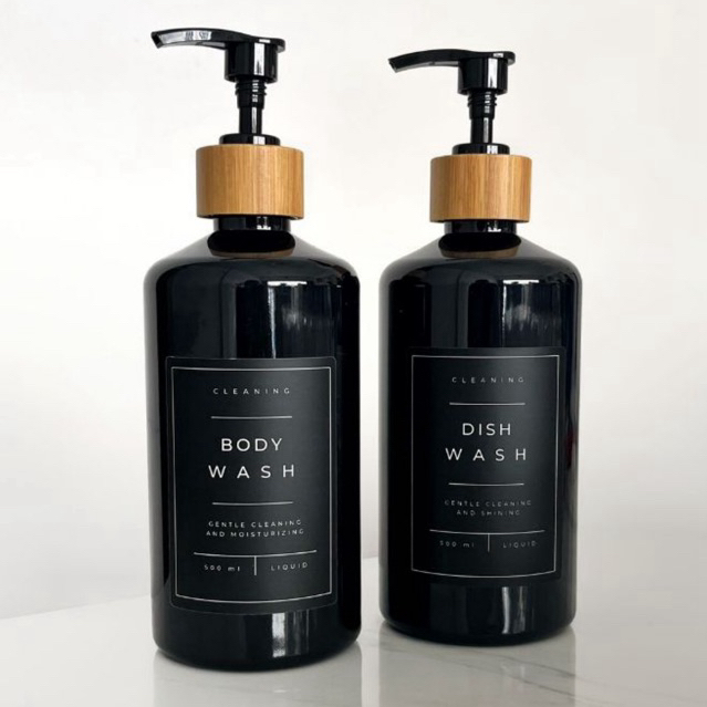 Jual Botol Hitam Glossy Pump Bamboo Hitam500ml Fancy Black bathroom ...