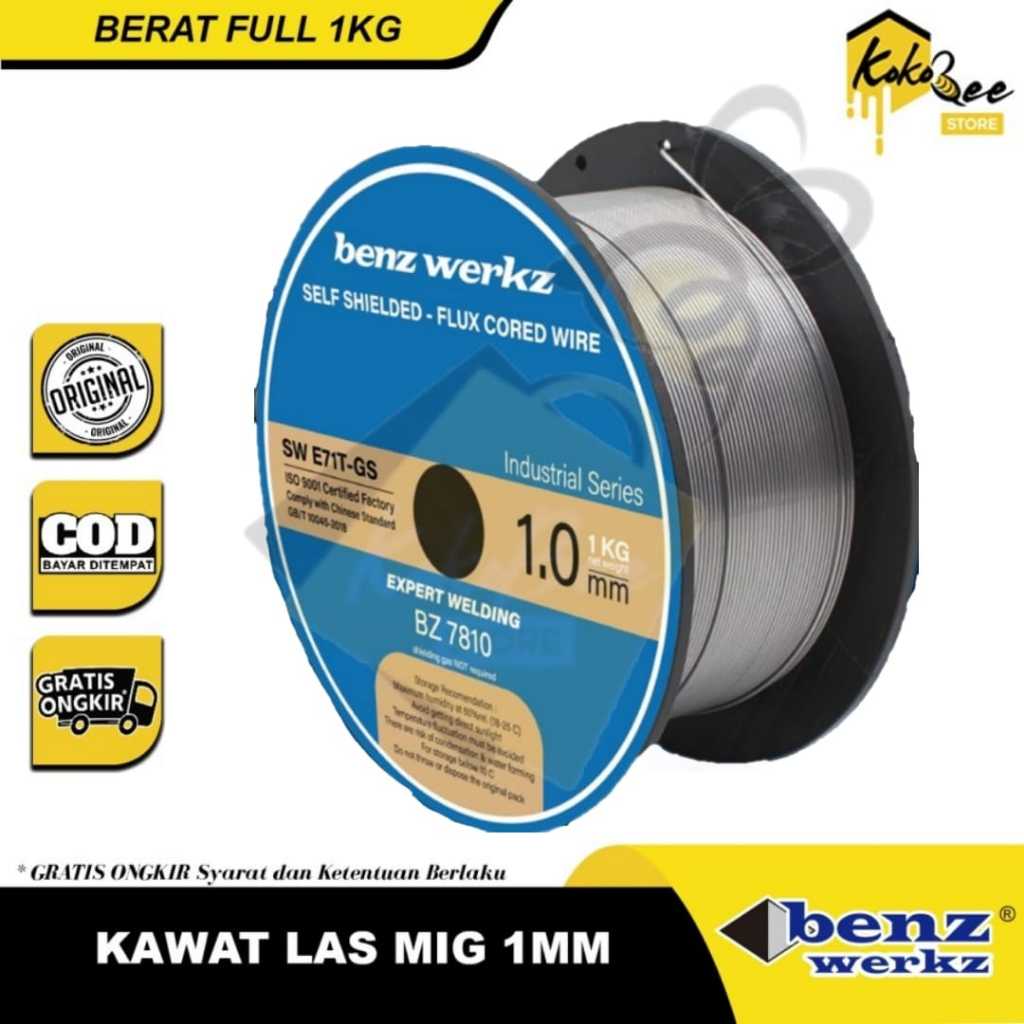 Jual Benz Werkz kawat las1 kg MIG flux core 1 mm CO tanpa Gas MIG 1kg 1mm - Kawat las mig 1 kg ...