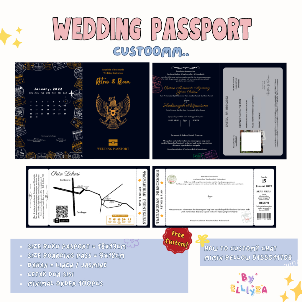 Jual Wedding Passport Invitation | Undangan pernikahan model passport ...