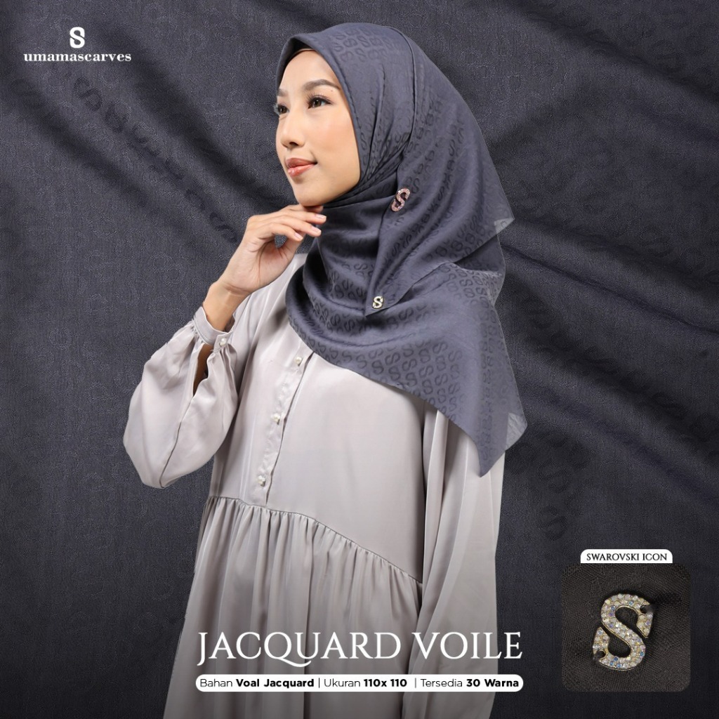 Jual BOX UMAMA SCARVES S JACQUARD VOILE FREE BROOCH Jilbab Voal Digital ...