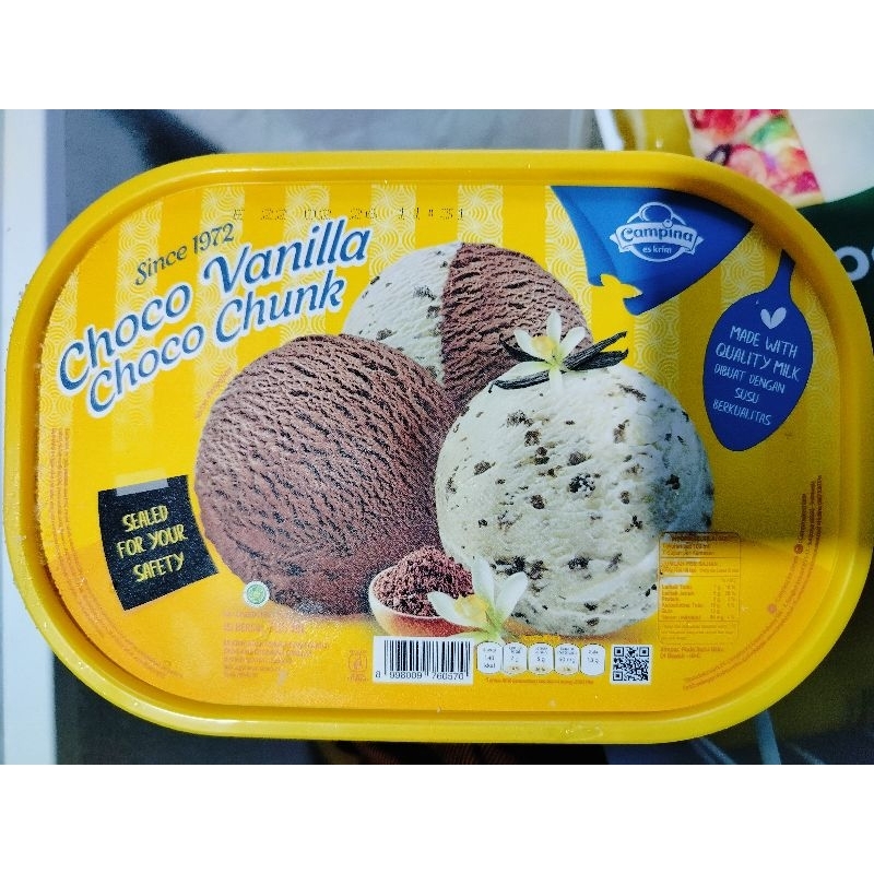 Jual Es krim Campina choco vanilla dan choco chunk 700 ml | Shopee ...