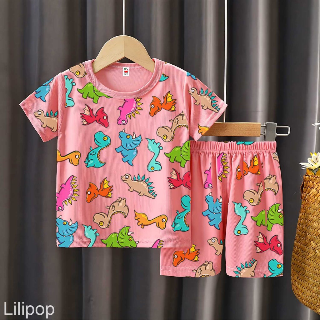 Jual Baju Anak Stelan 4-10 Tahun dino full print 3/4 Cowok Cewek Celana Pendek Harian | Shopee ...